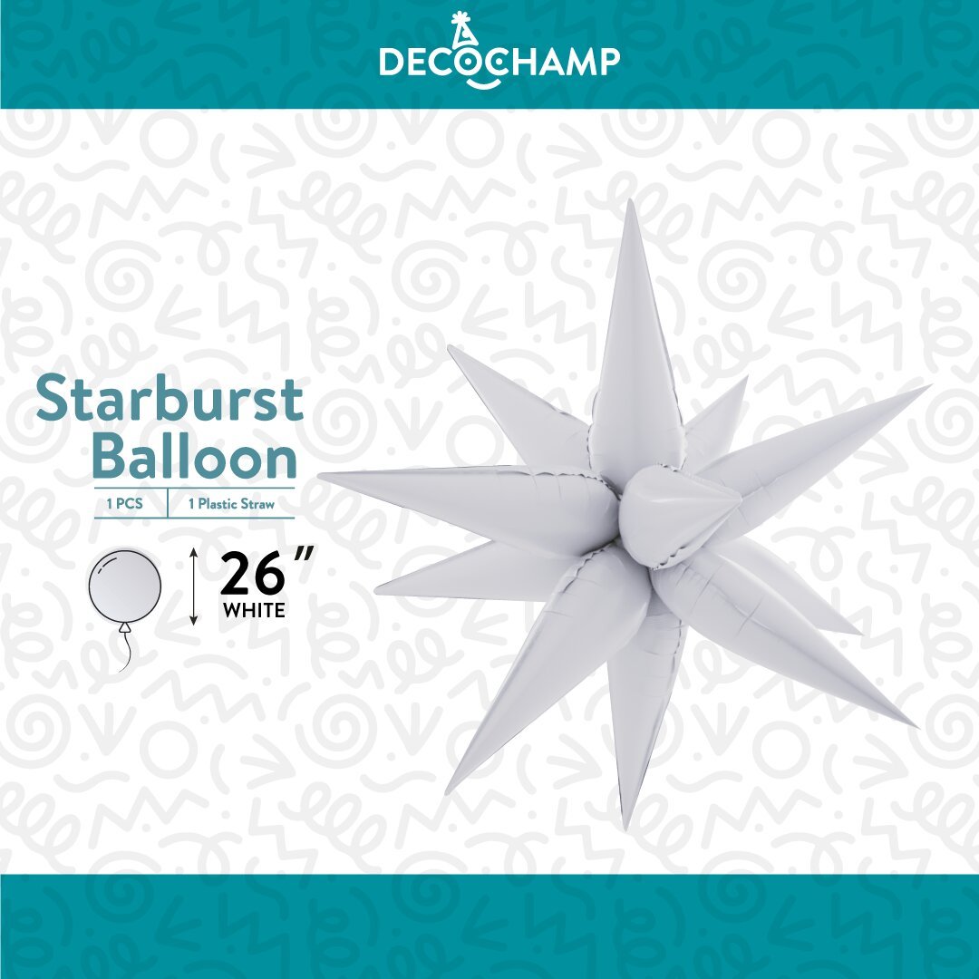 Decochamp Starburst White 3D Foil Balloon - 40" in.