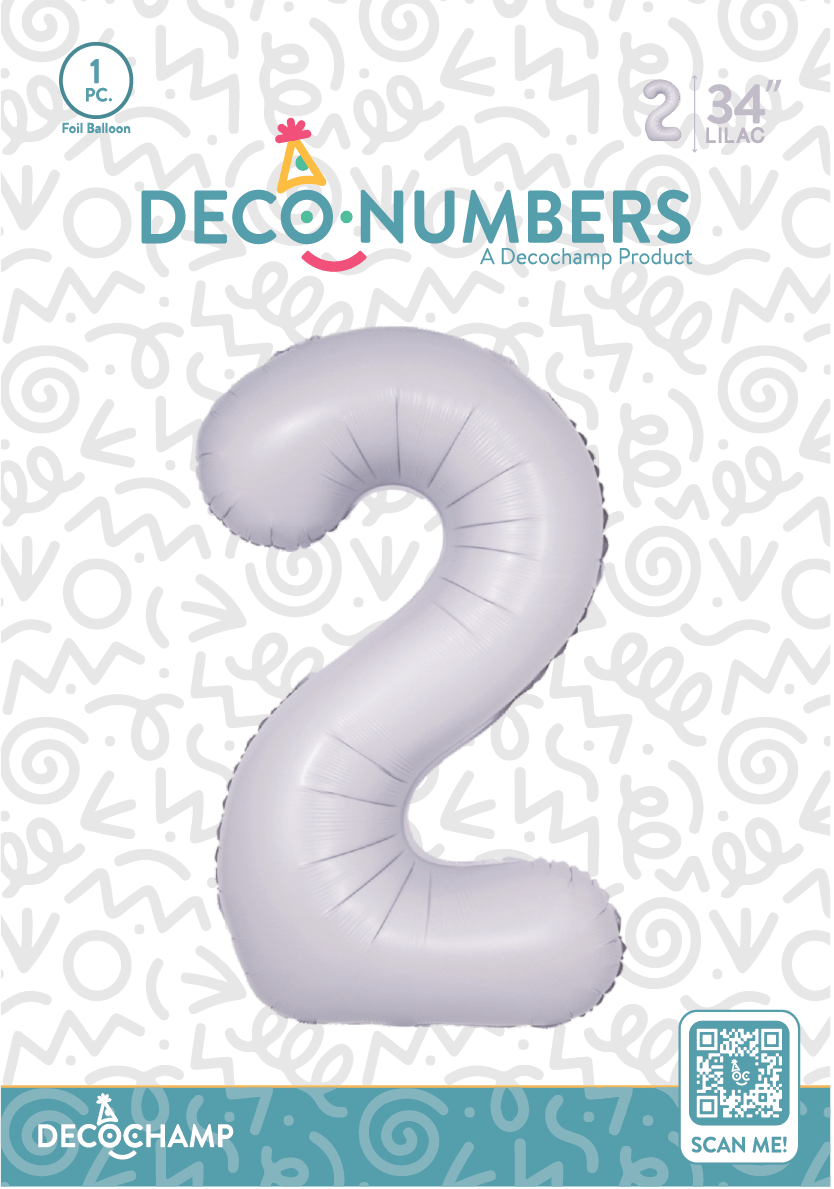 Number 2 Lilac Foil Balloon 34" (Single Pack) DECONUMBER